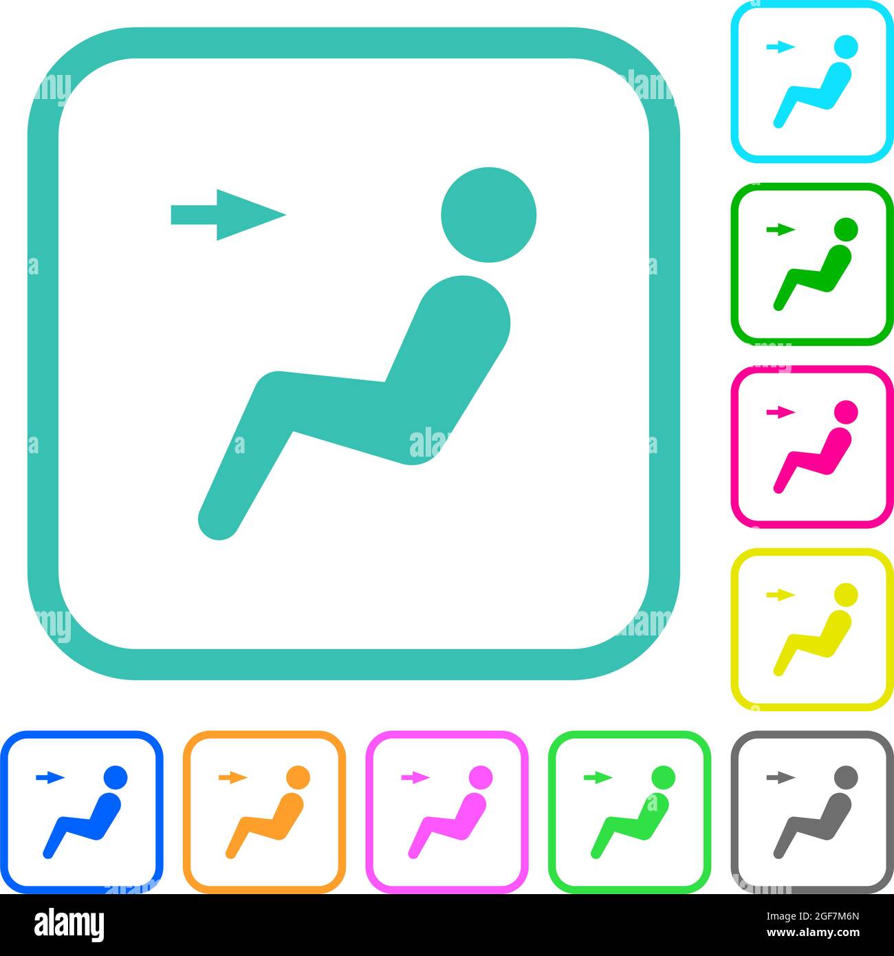 Car air flow direction head vivid colored flat icons in curved borders ...