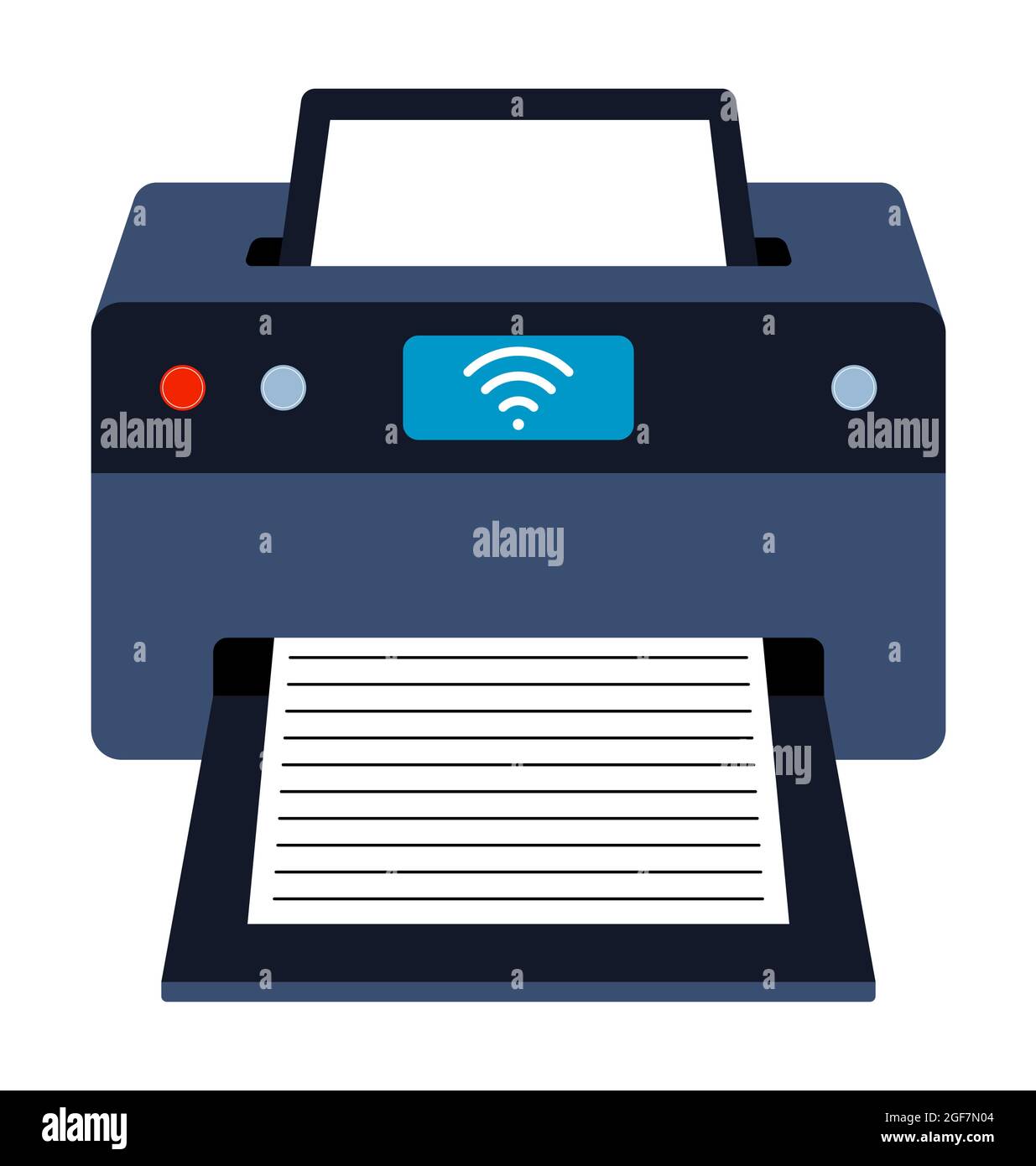 Flat icon. Wireless inkjet printer perspective front view. Printing ...