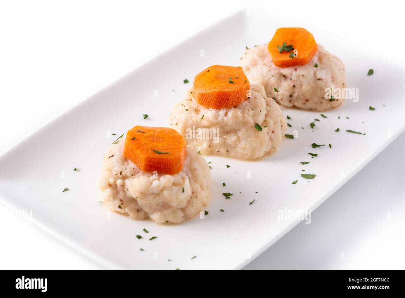 Traditional Jewish gefilte fish isolated on white background Stock ...