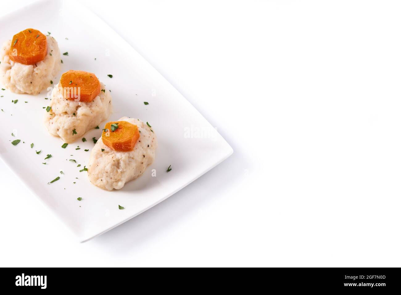 Traditional Jewish gefilte fish isolated on white background Stock ...