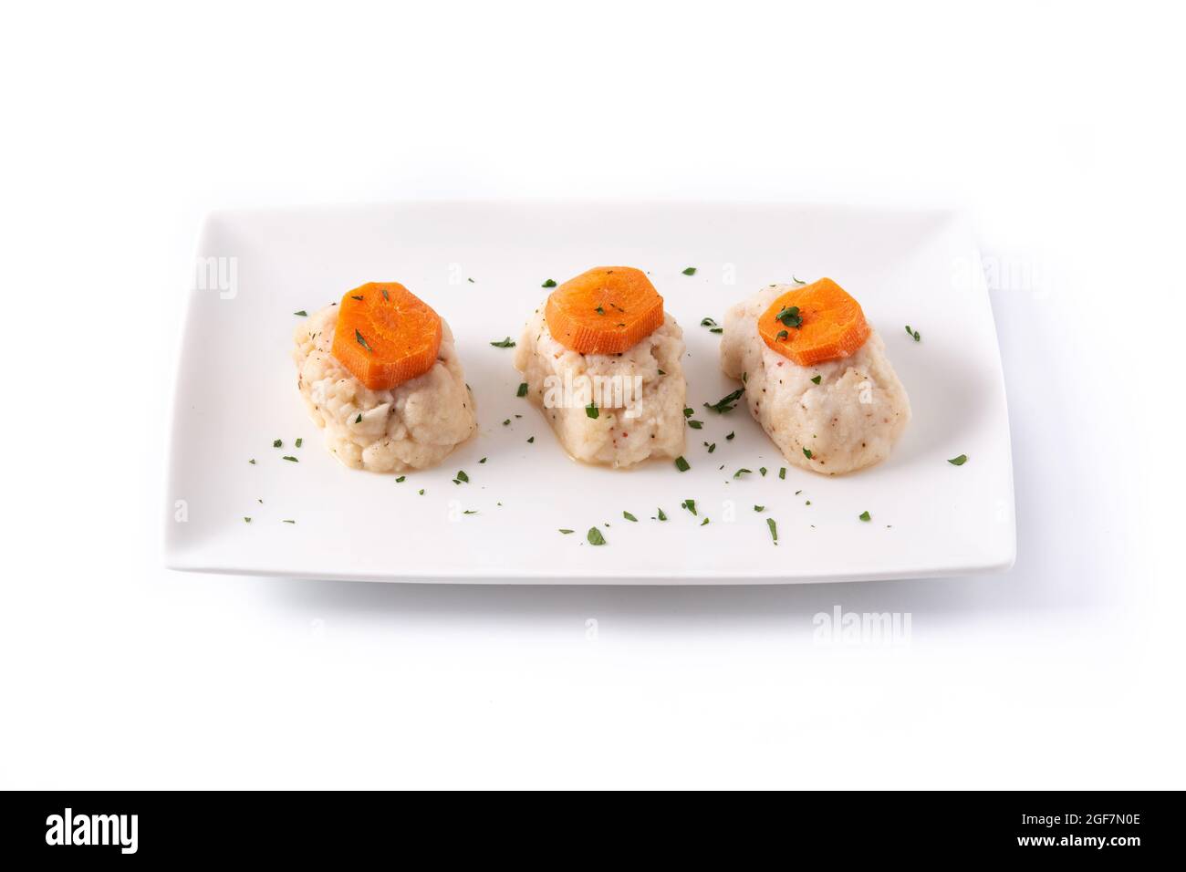 Traditional Jewish gefilte fish isolated on white background Stock ...