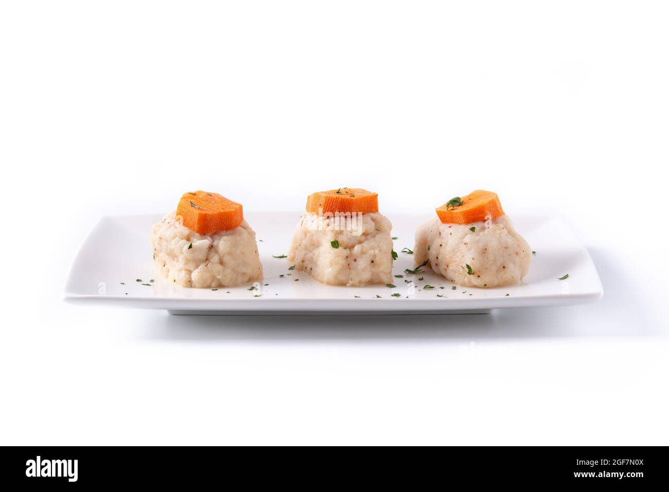 Traditional Jewish gefilte fish isolated on white background Stock ...