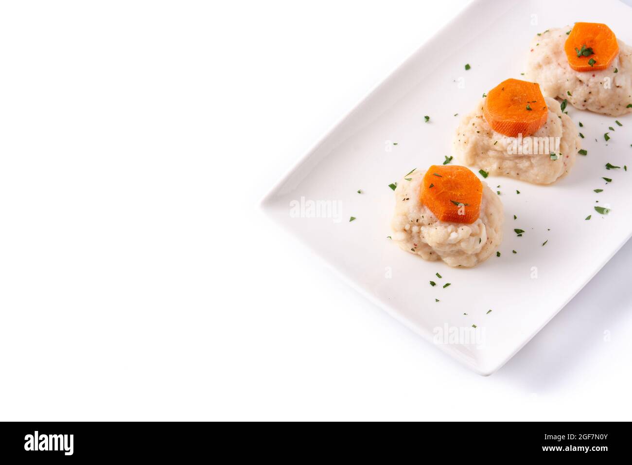 Traditional Jewish gefilte fish isolated on white background Stock ...