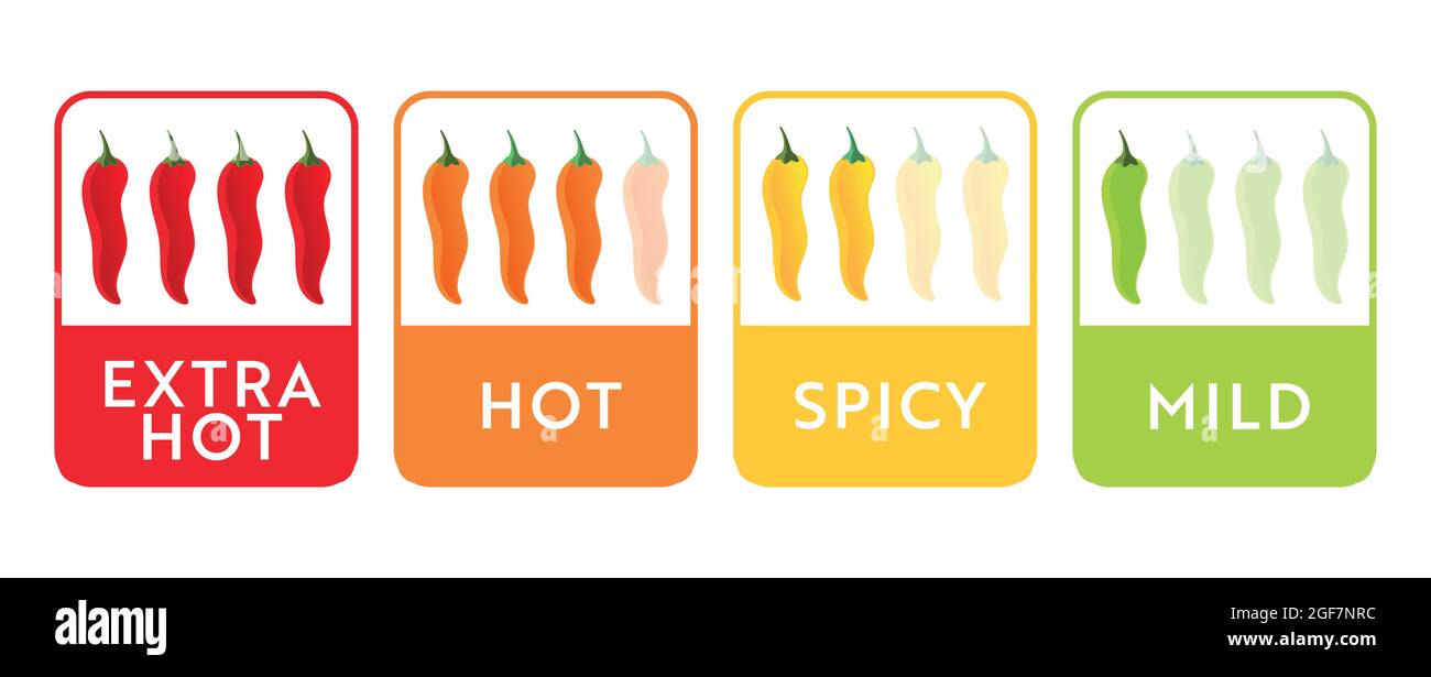 Spicy food level. Chili pepper strength scale. Food infographic Stock ...