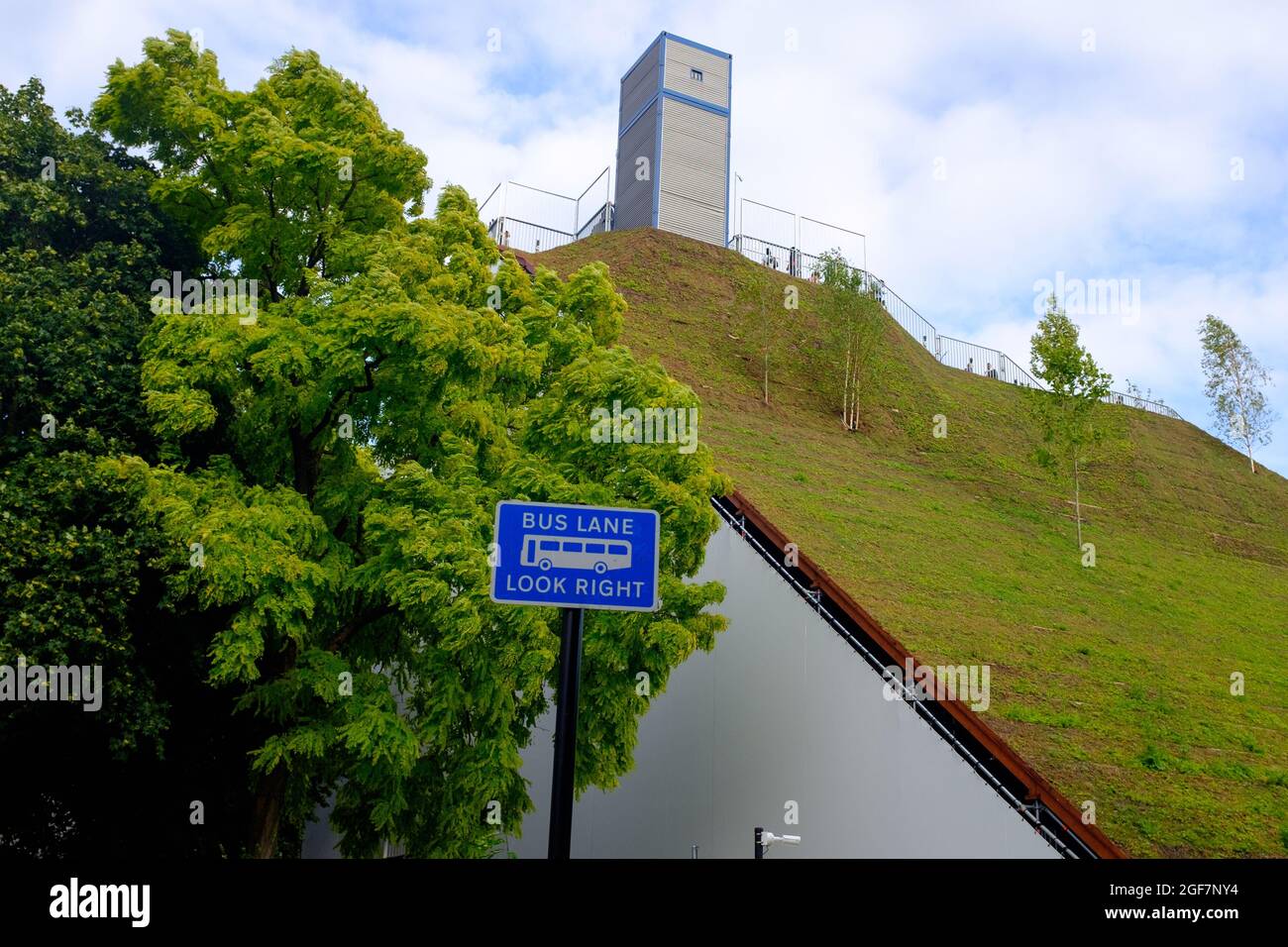 Marble Arch Mound - ground-level view of members of the public climbing ...
