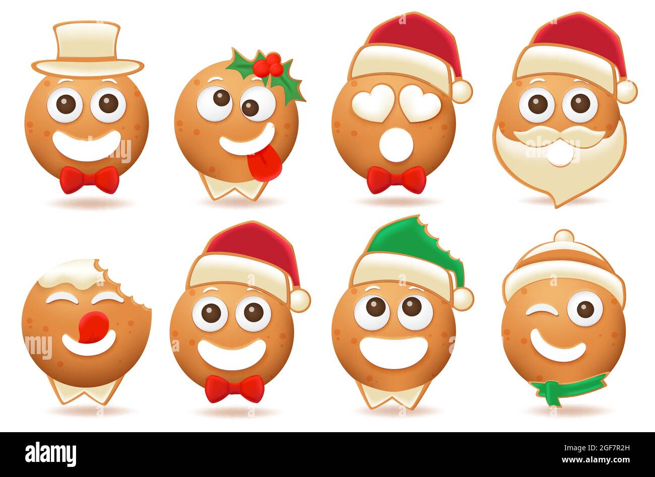 Gingerbread smiley christmas characters vector set. Christmas character ...