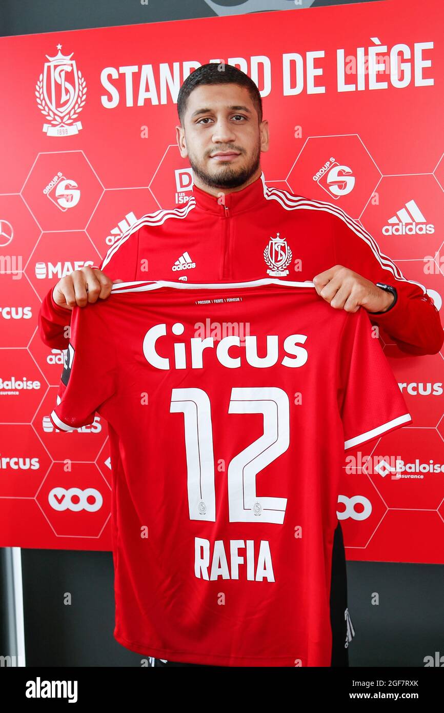 Standard's Hamza Rafia poses for the photographer during a press ...