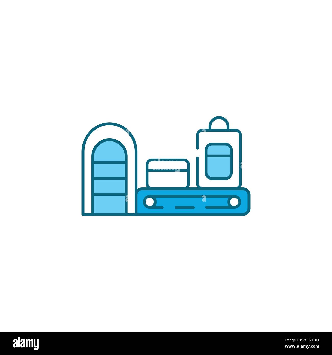 Airport conveyor belt color line icon. Machine built from rubber ...