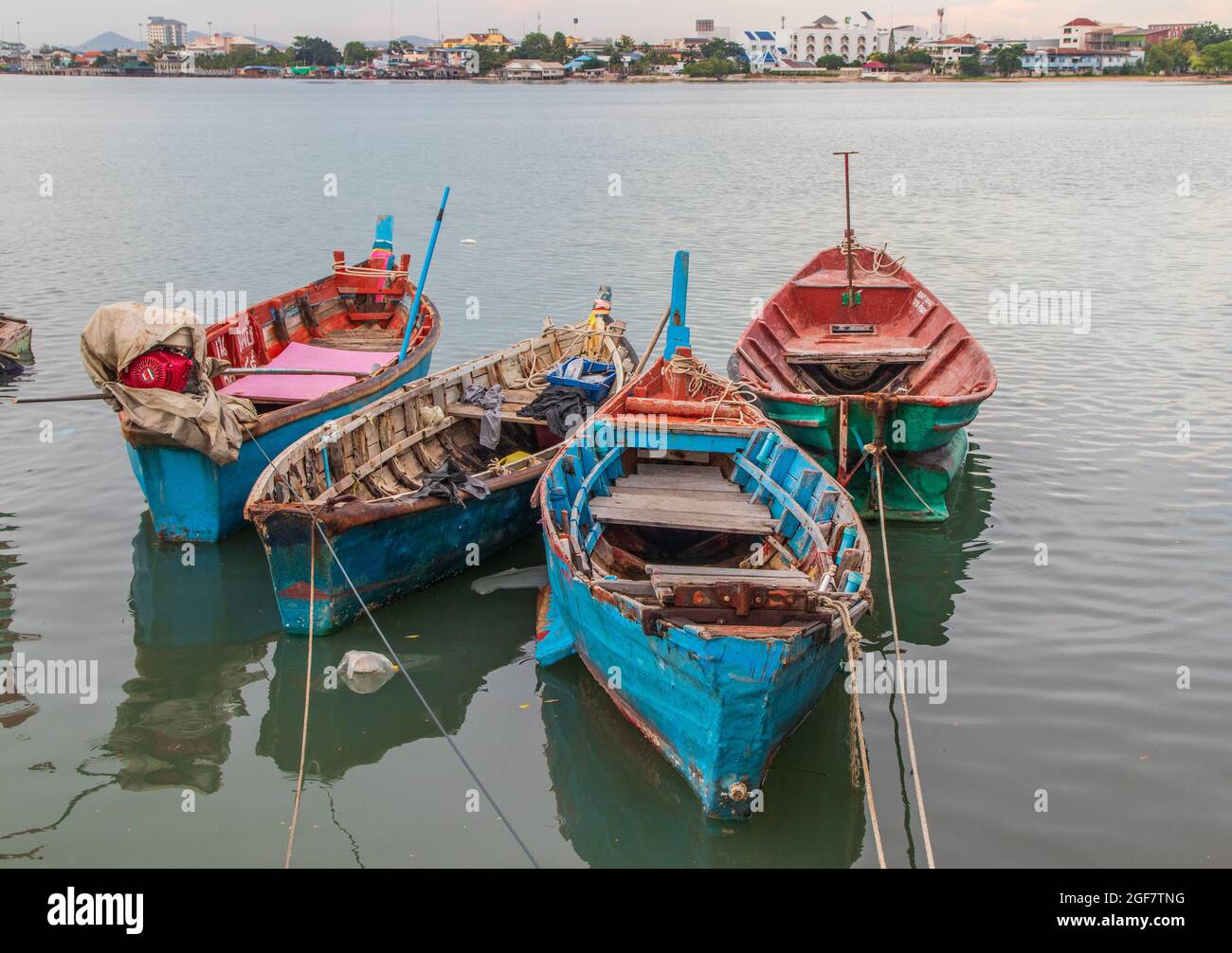 fishing boats at a Pier in Thailand Stock Photo - Alamy