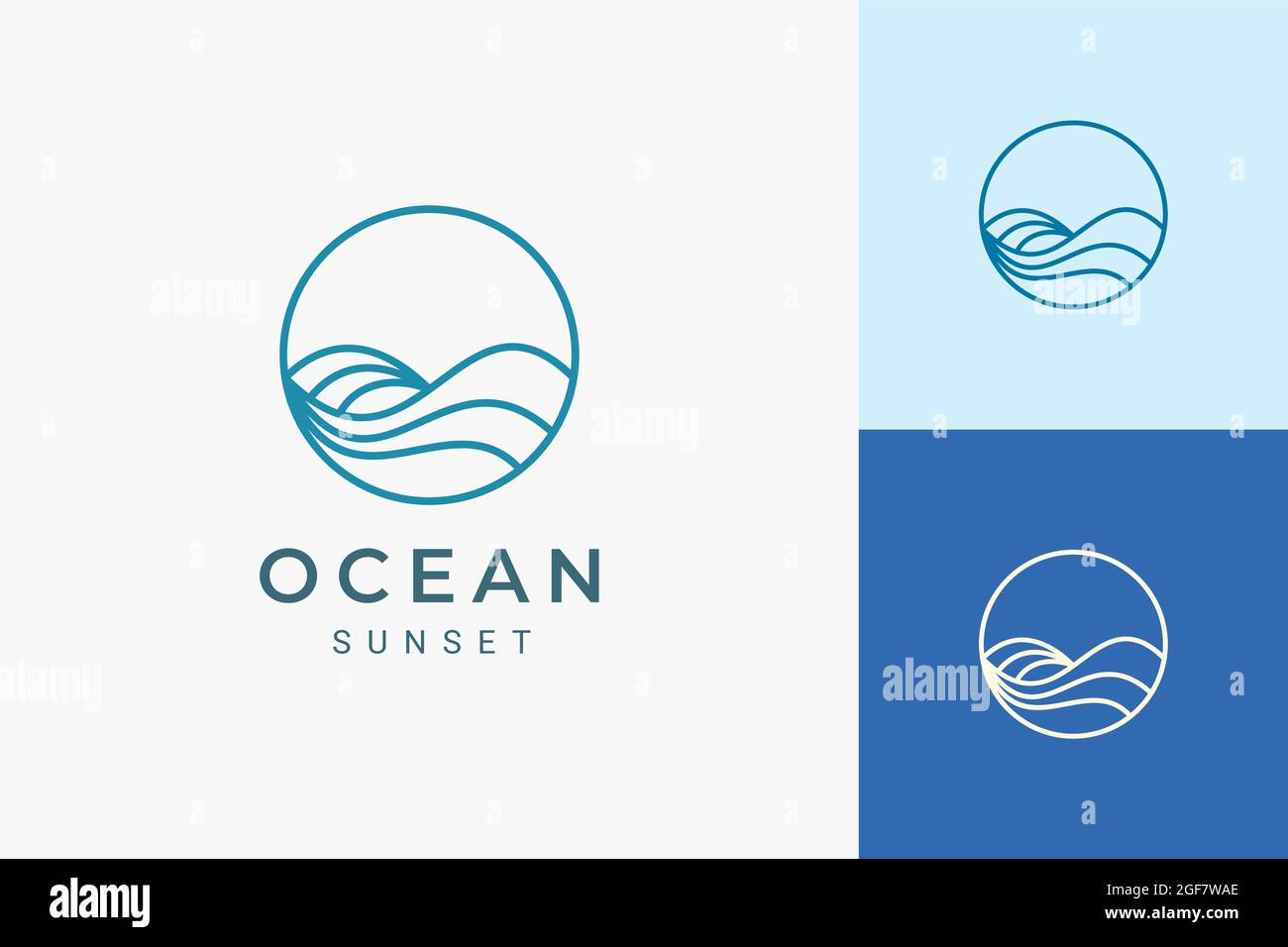 Marine or water theme logo in simple ocean wave circle shape Stock ...