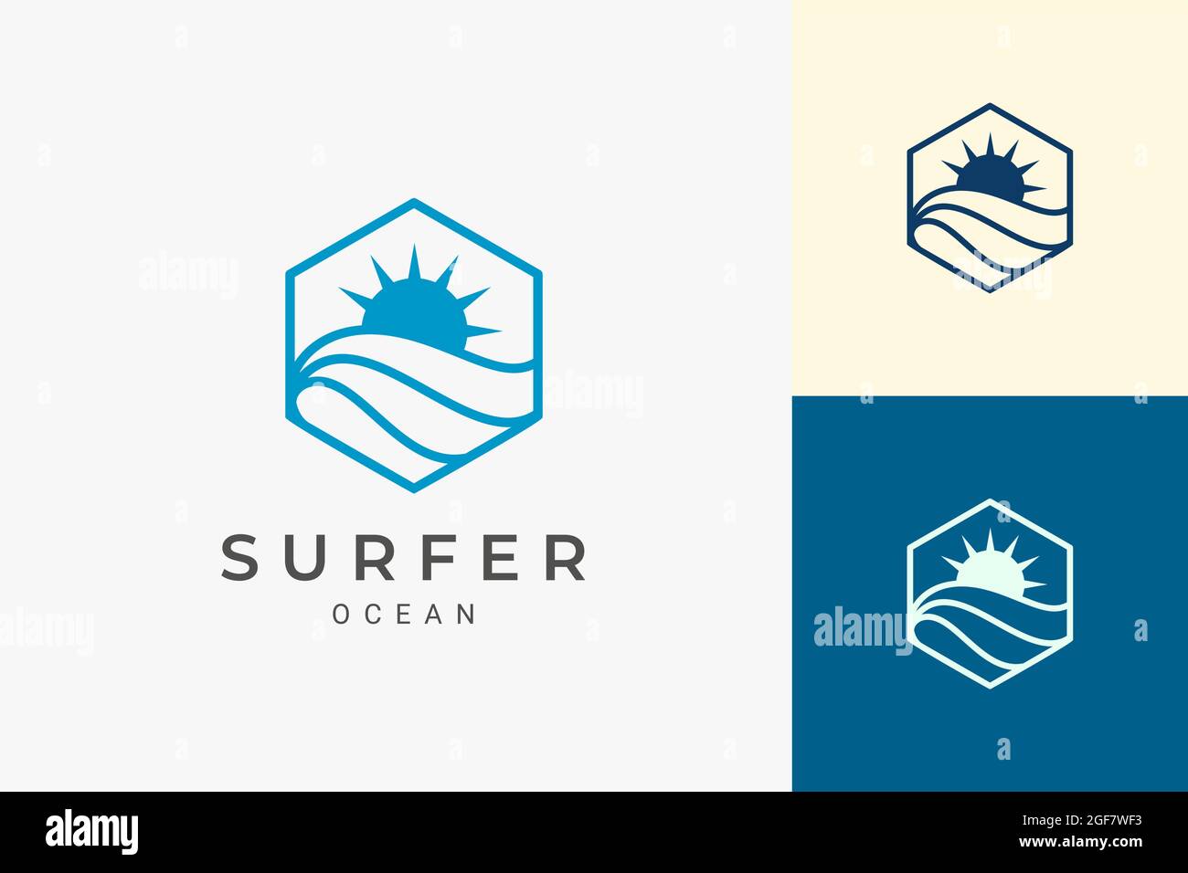 Sea or waterfront logo in simple and clean hexagon shape Stock Vector ...
