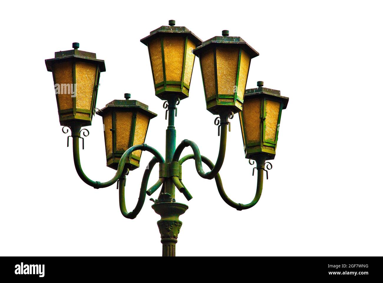 Street lantern illuminated with sunlight, artificial lighting in urban ...