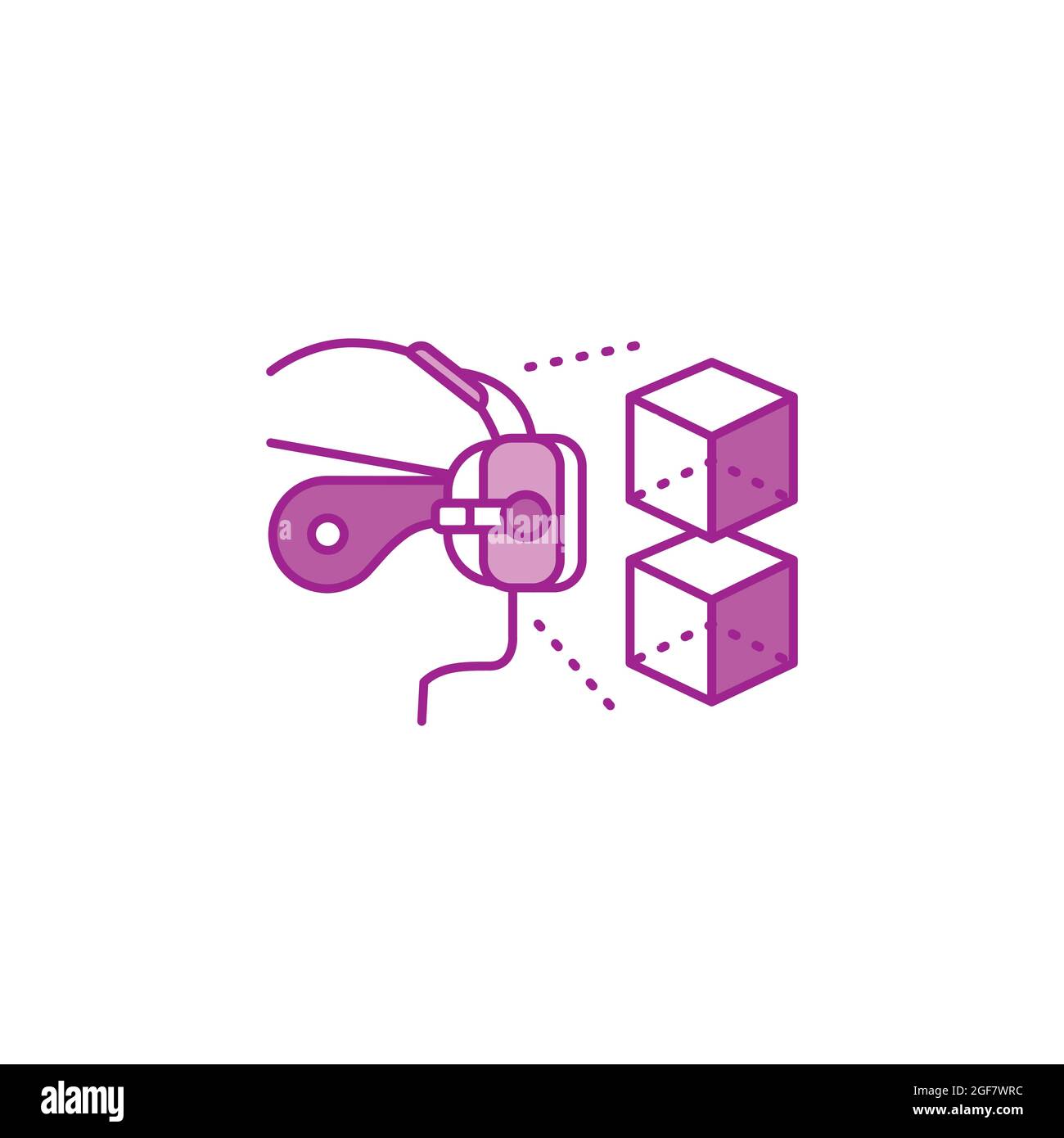 Virtual reality gaming black line icon. Man in VR helmet gaming ...