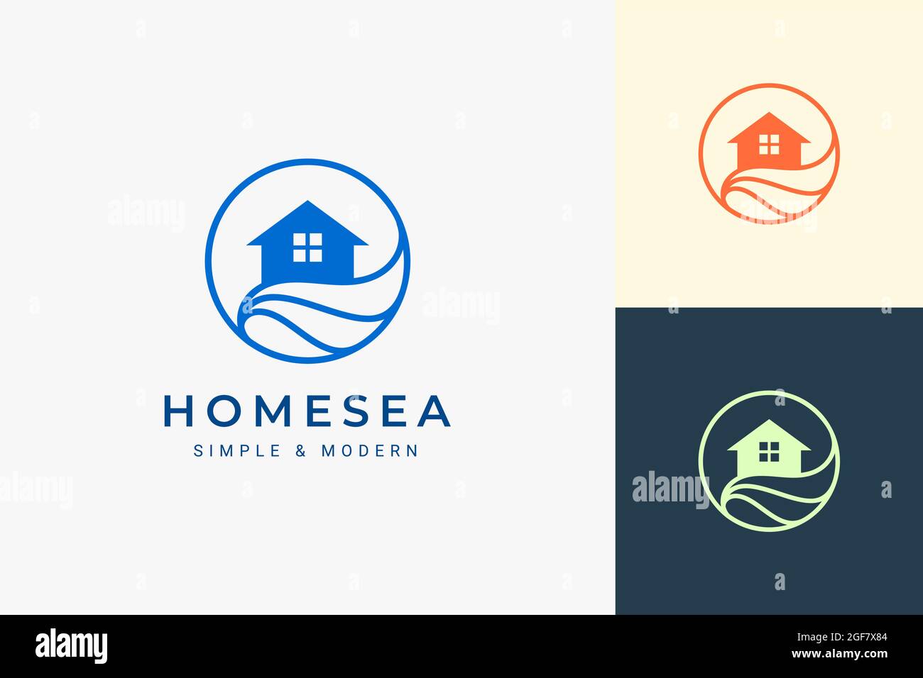 Beach theme resort or real estate logo with sea wave and circle Stock ...