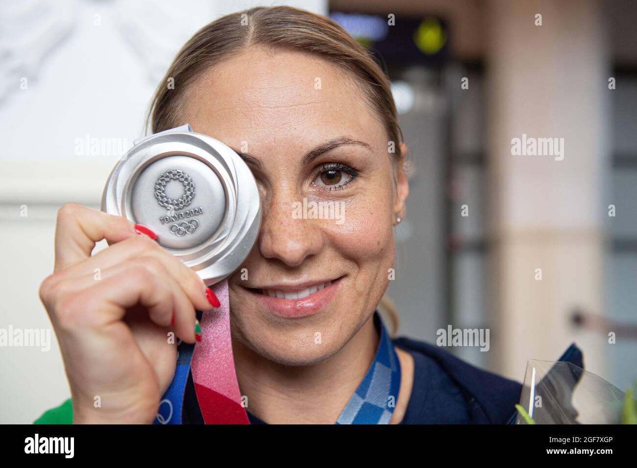 2021-08-09. Laura Asadauskaitė. Olympic meeting at Vilnius Airport ...