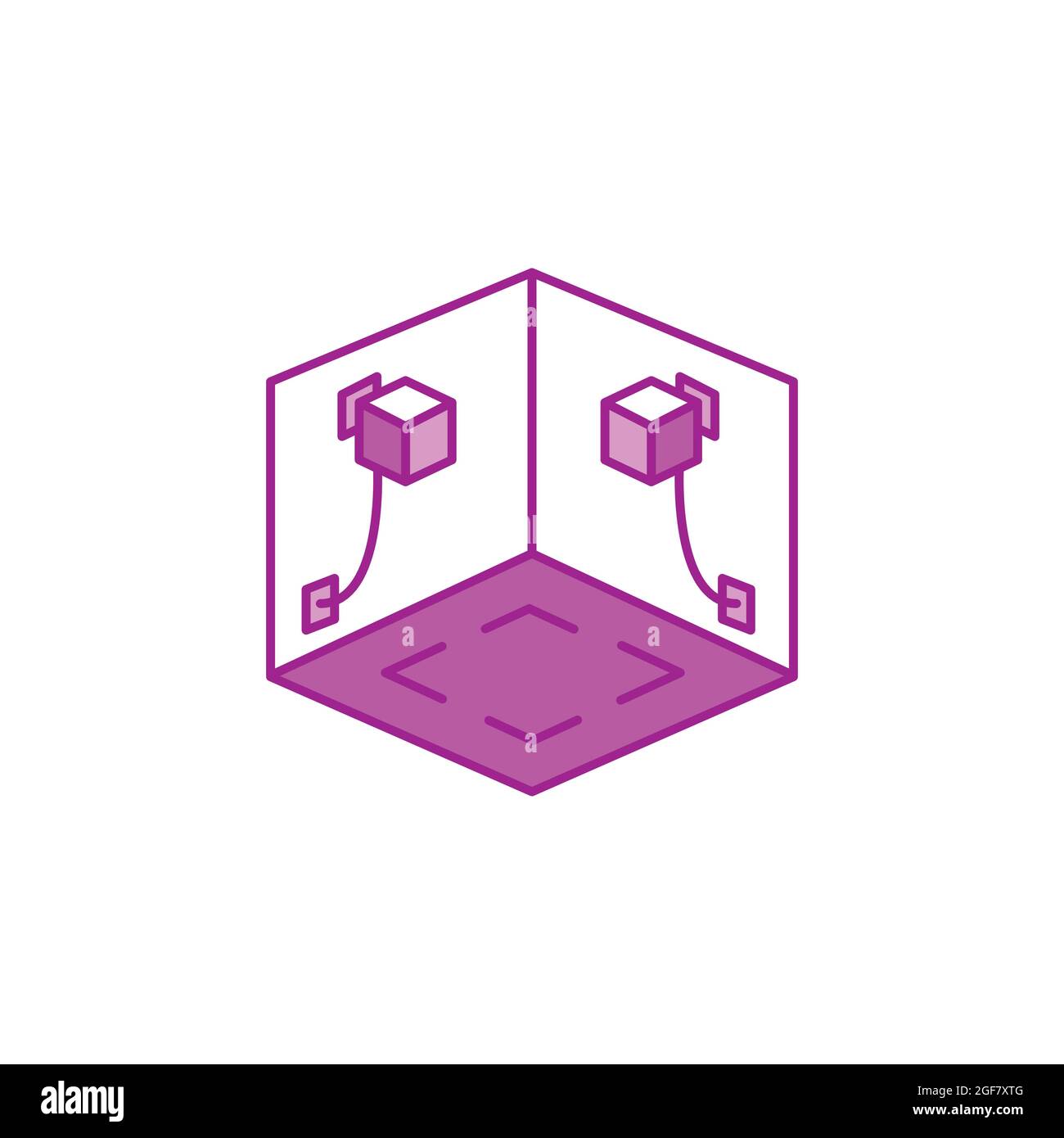 Virtual reality play area color line icon. Cyberspace, simulation ...