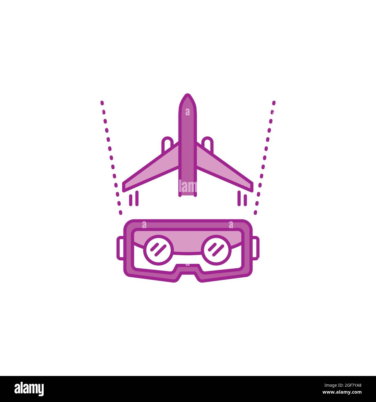 VR aviation color line icon. Pilot training and simulation. Smart ...