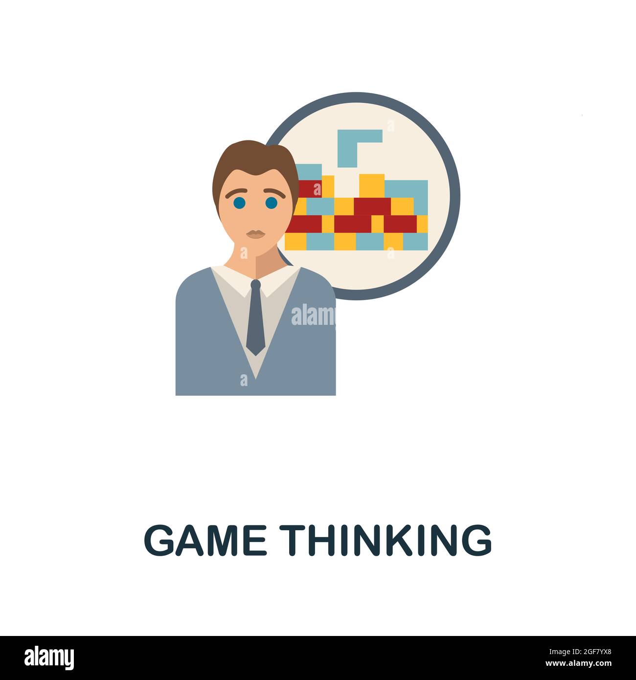 Game Thinking flat icon. Simple sign from gamification collection ...
