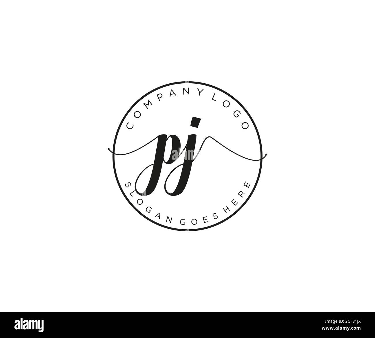 PJ Feminine logo beauty monogram and elegant logo design, handwriting ...