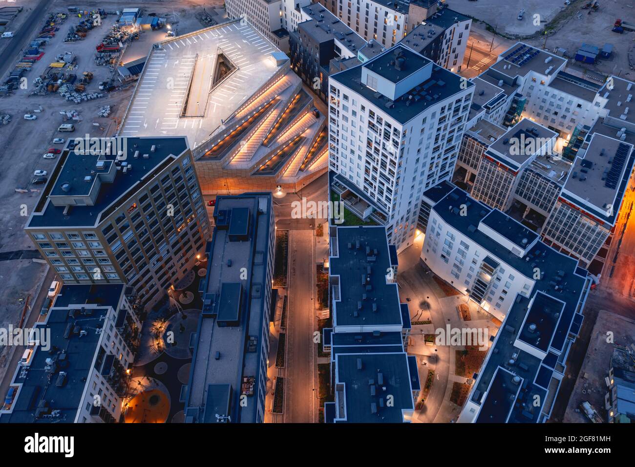 Aerial view of the modern apartment buildings in Helsinki. Modern ...