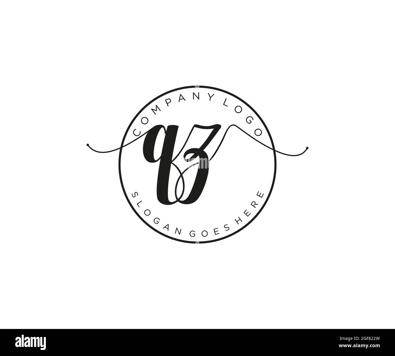 QZ Feminine logo beauty monogram and elegant logo design, handwriting ...
