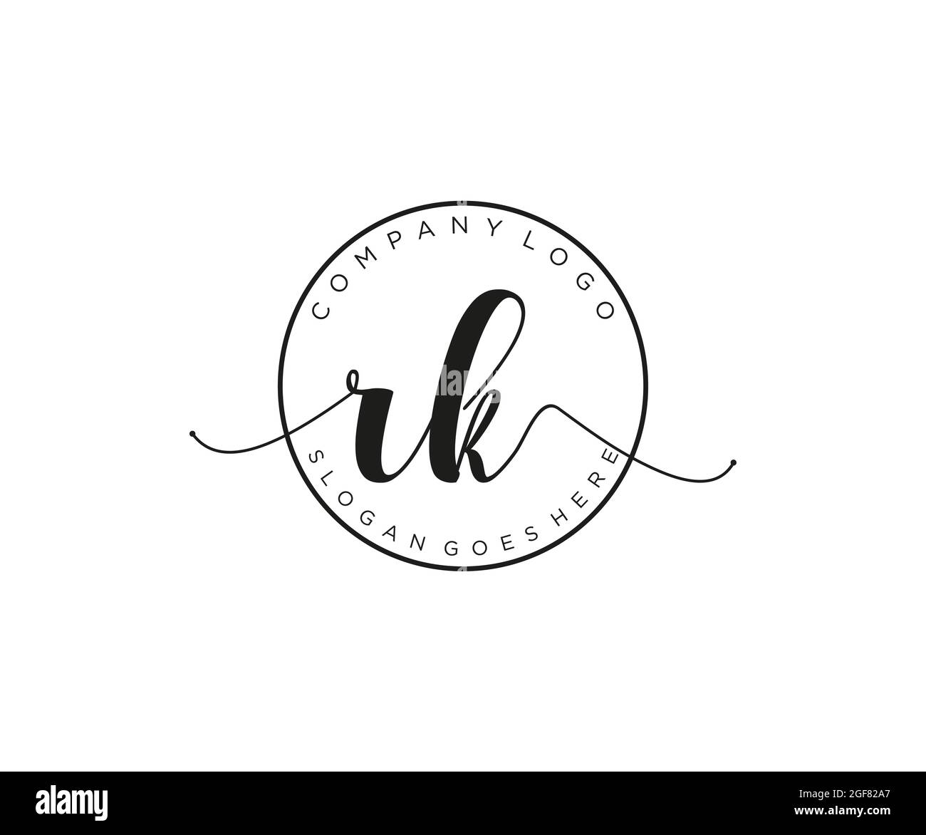 RK Feminine logo beauty monogram and elegant logo design, handwriting logo of initial signature ...