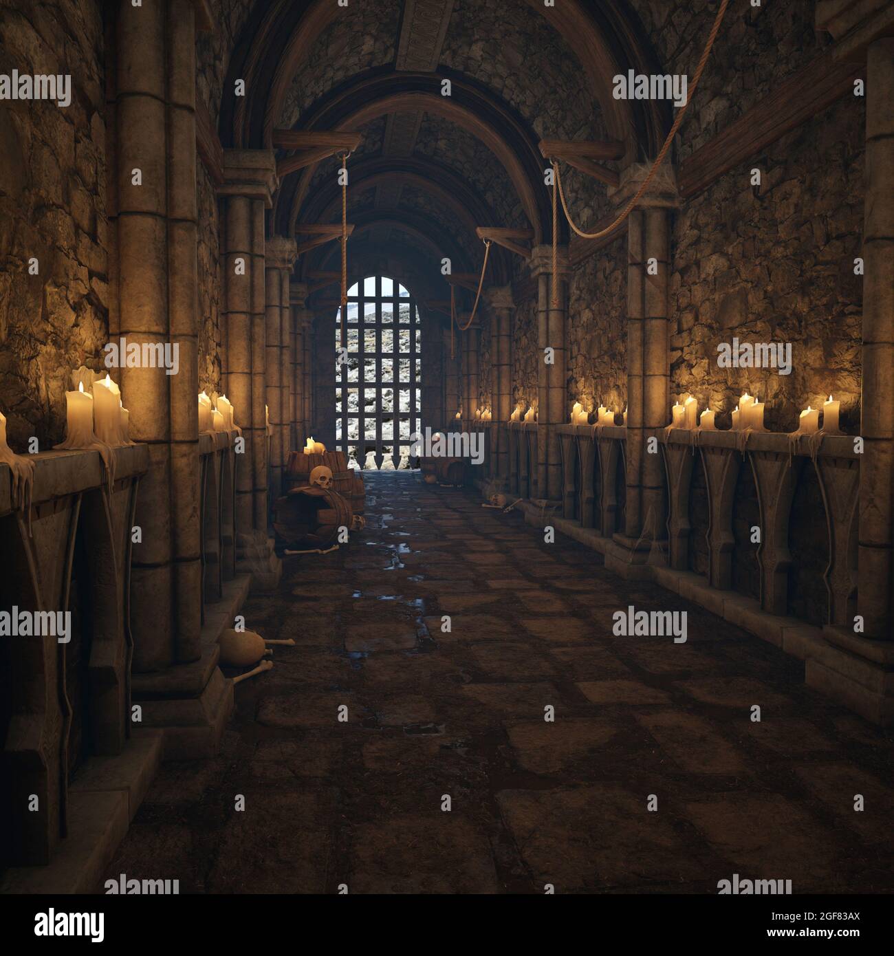 3D illustration fantasy medieval dungeon Stock Photo - Alamy