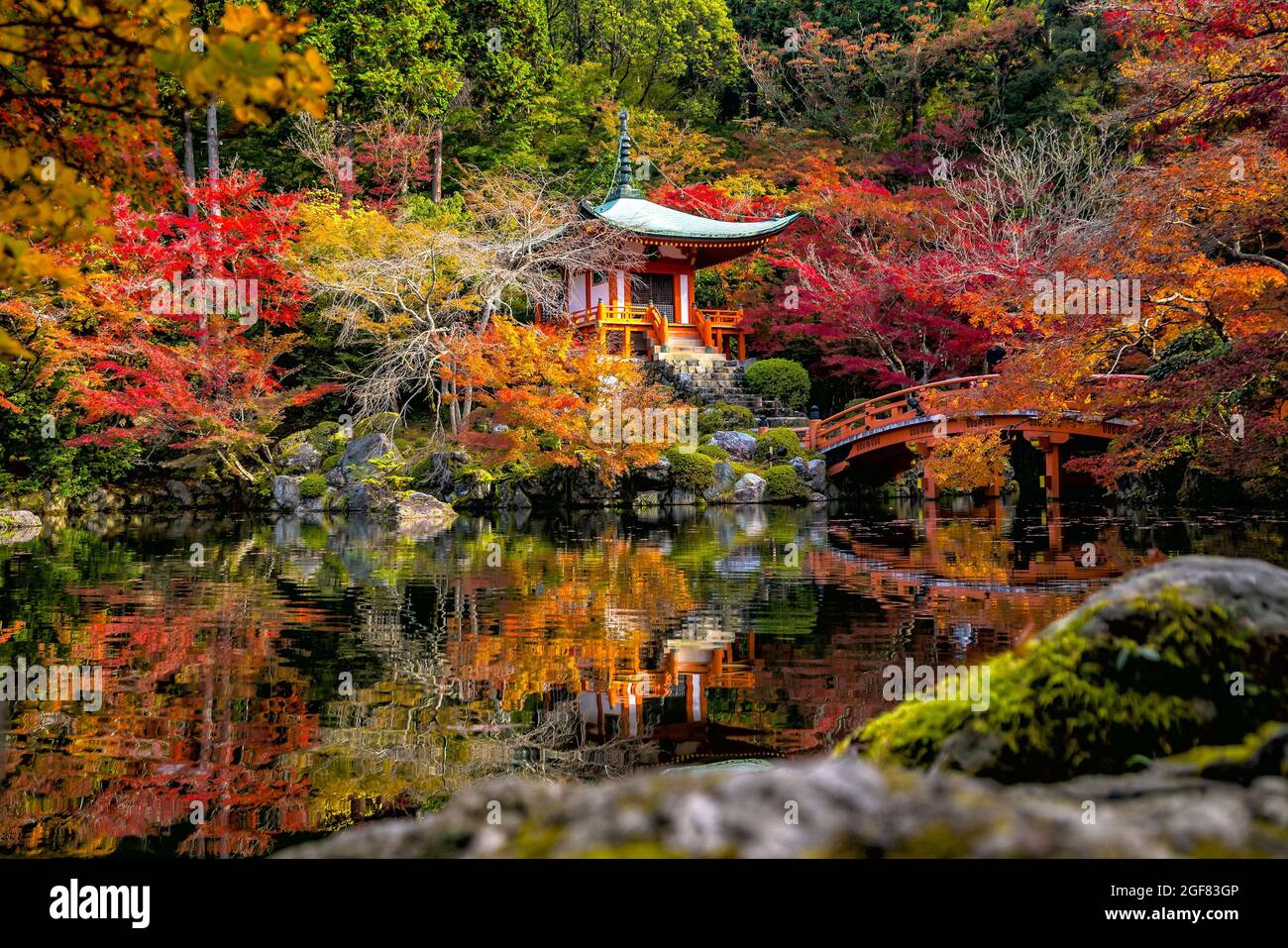 Daigo-ji temple with colorful maple trees in autumn in Kyoto, Japan ...