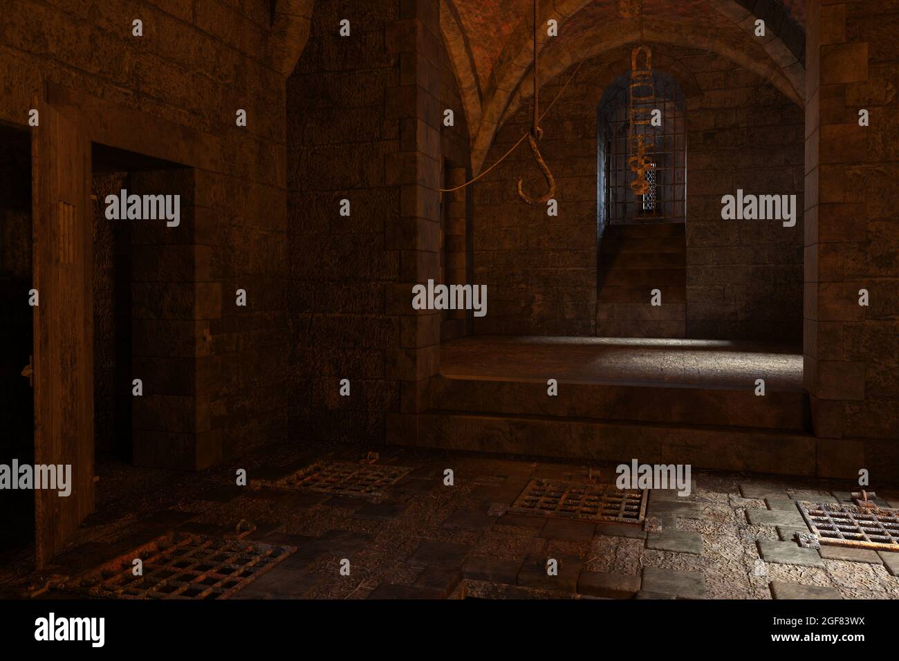 3D illustration fantasy medieval dungeon Stock Photo - Alamy