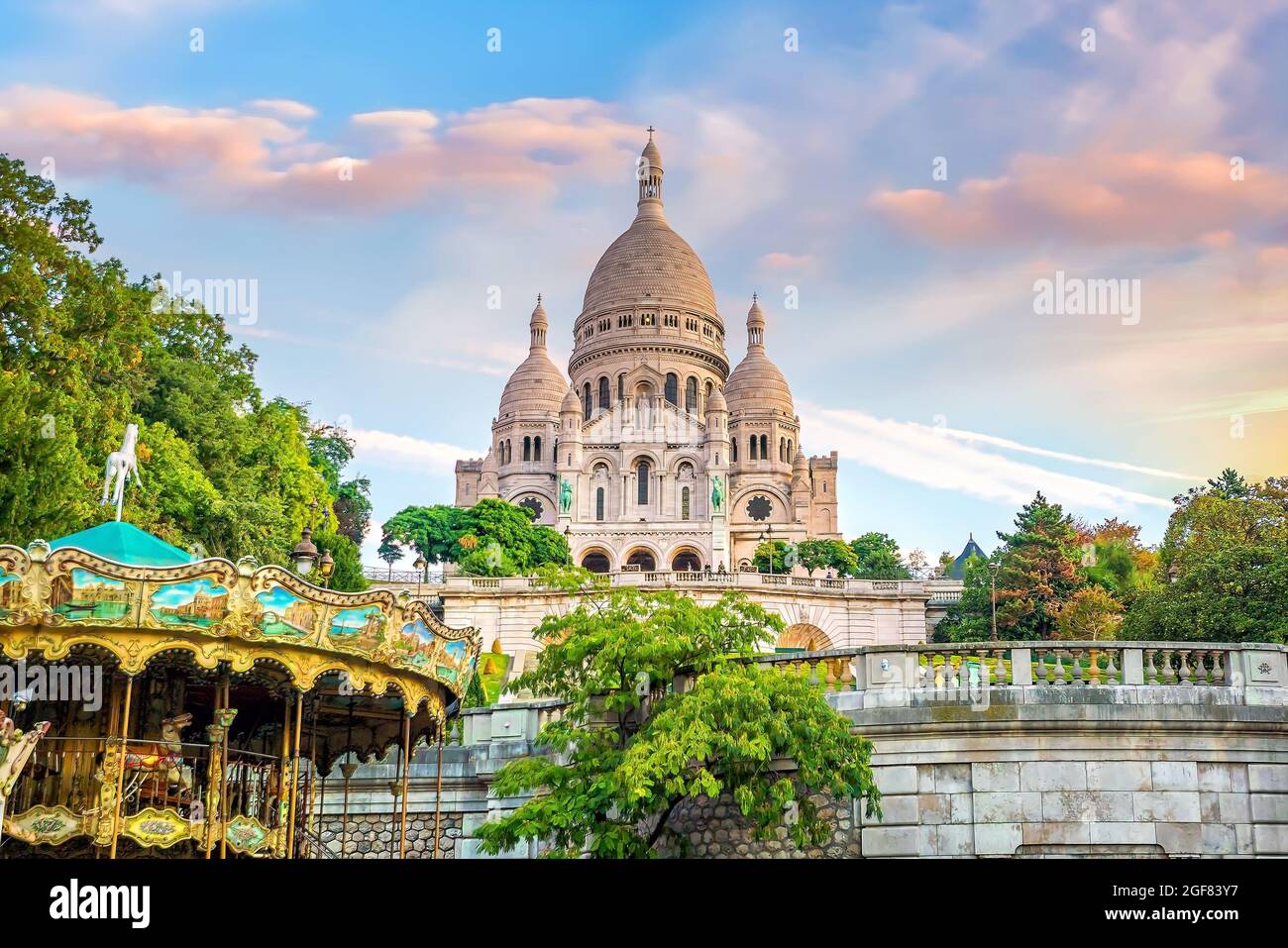 Sacre Coeur Cathedral on Montmartre Hill in Paris, France Stock Photo ...
