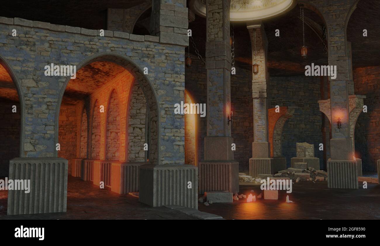 3D illustration fantasy medieval dungeon Stock Photo - Alamy