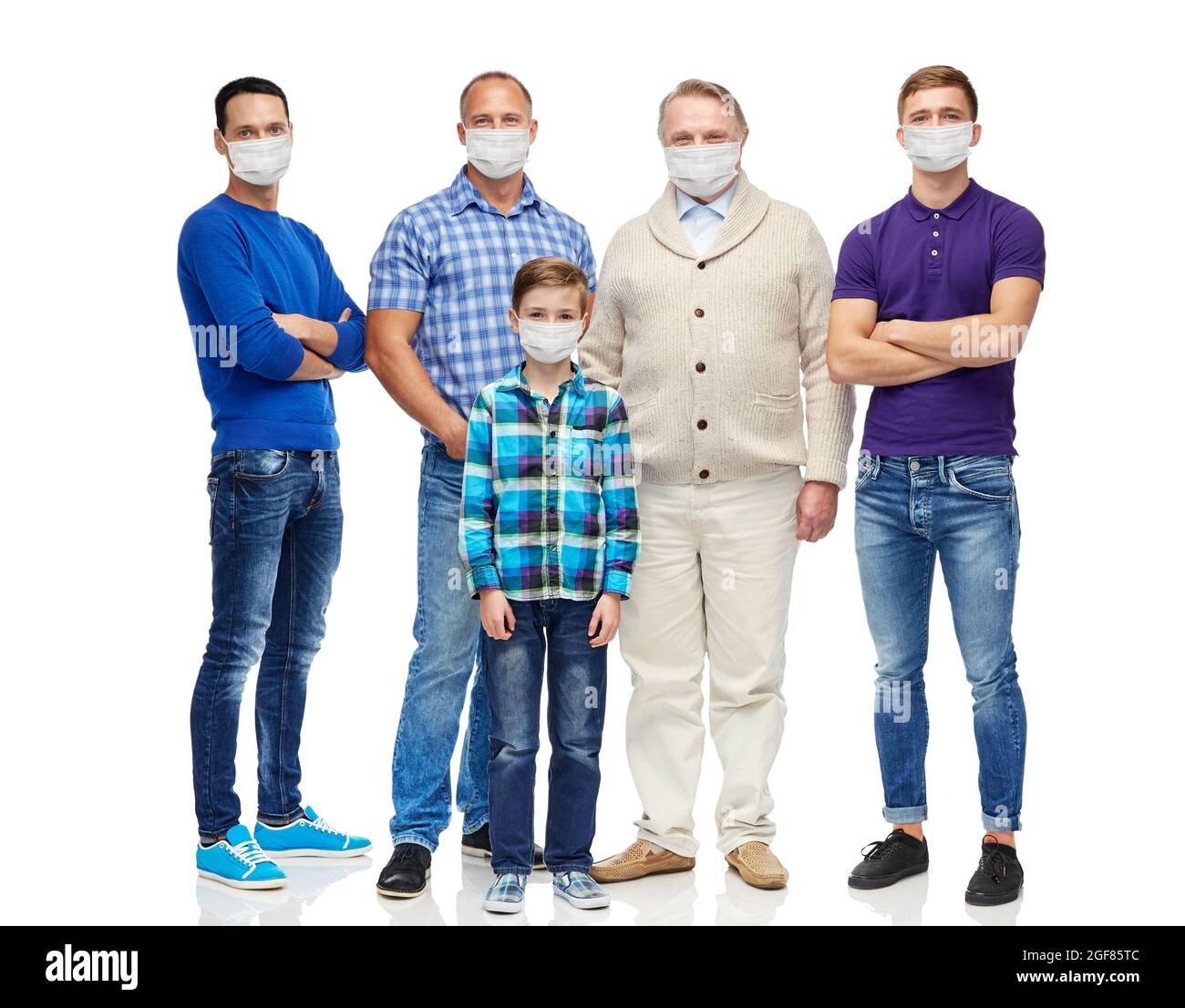 group of men and boy in medical masks Stock Photo - Alamy