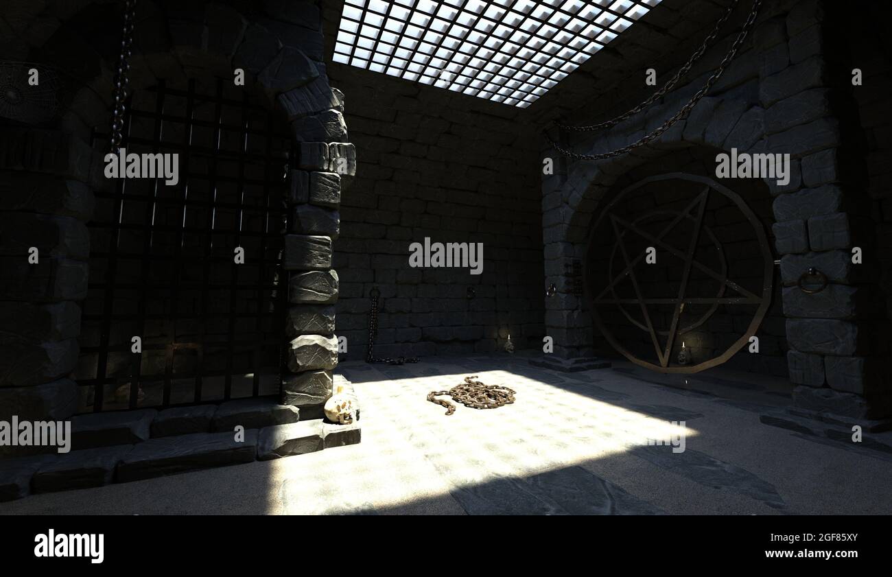3D illustration fantasy medieval dungeon Stock Photo - Alamy