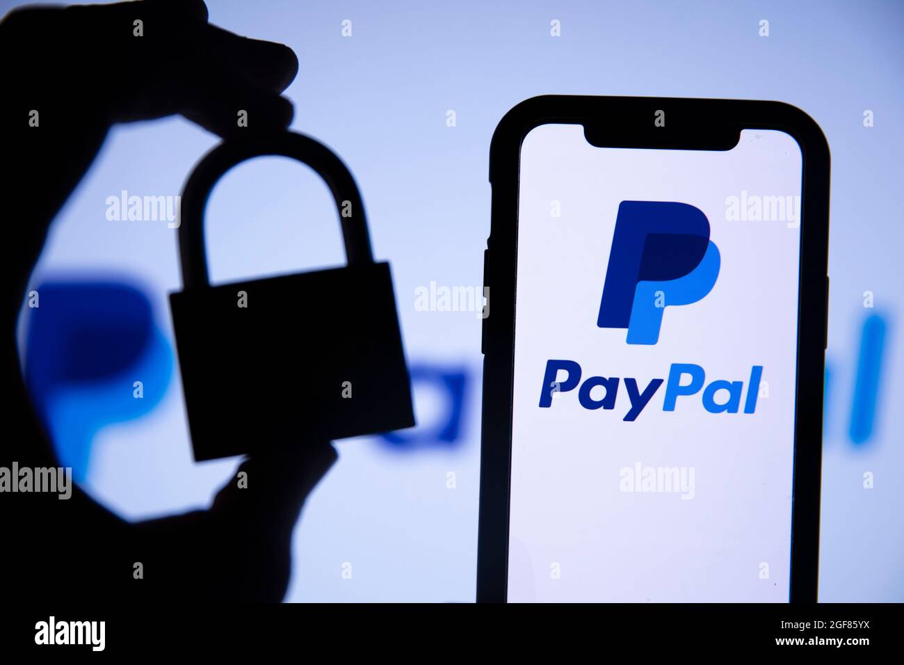 LONDON, UK - August 2021: Paypal finance service logo on a smartphone ...