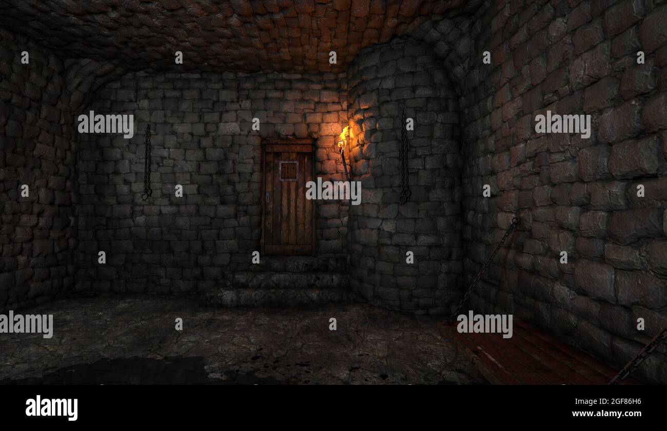 3D illustration fantasy medieval dungeon Stock Photo - Alamy