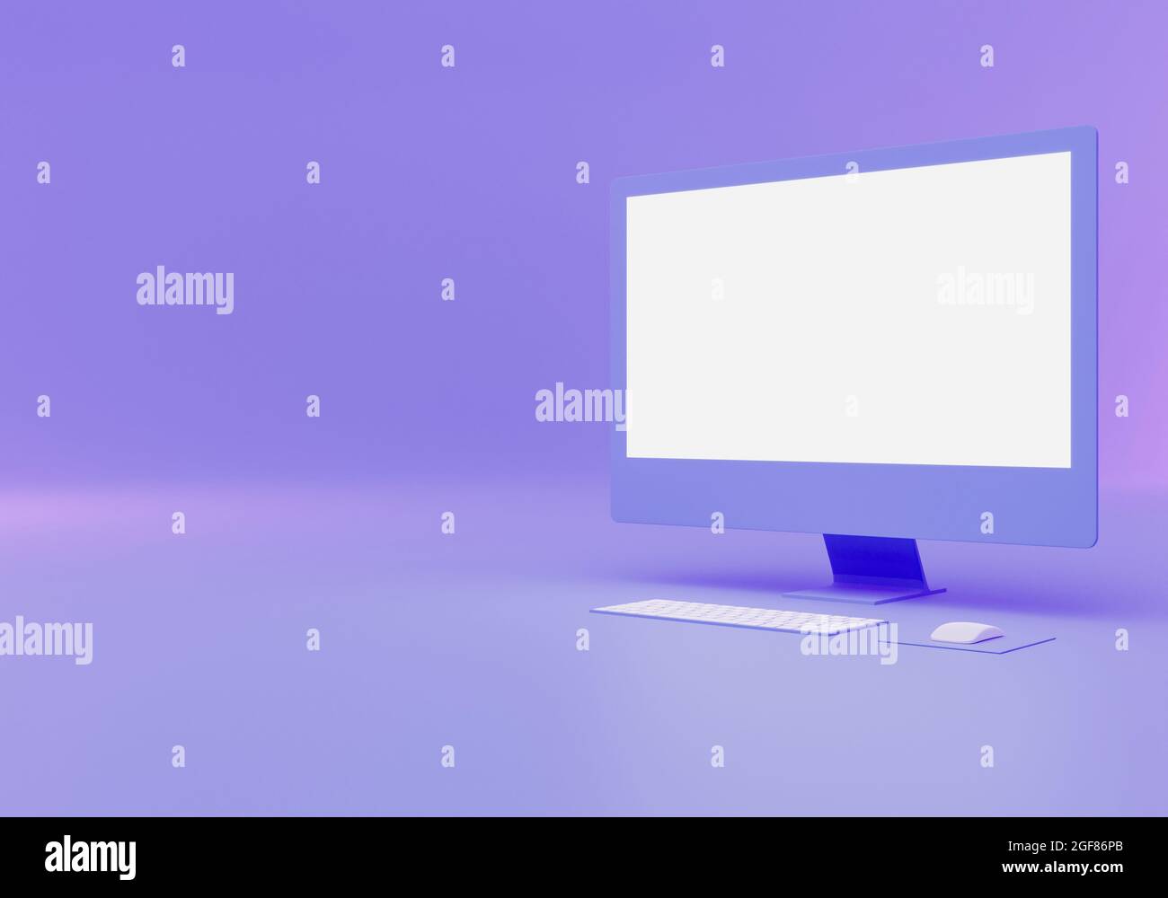 3d rendering blue computer monitor mockup design Stock Photo - Alamy