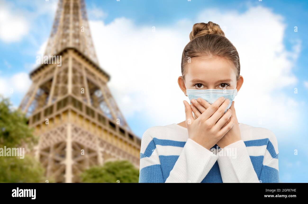 teenage girl in protective medical mask in france Stock Photo - Alamy