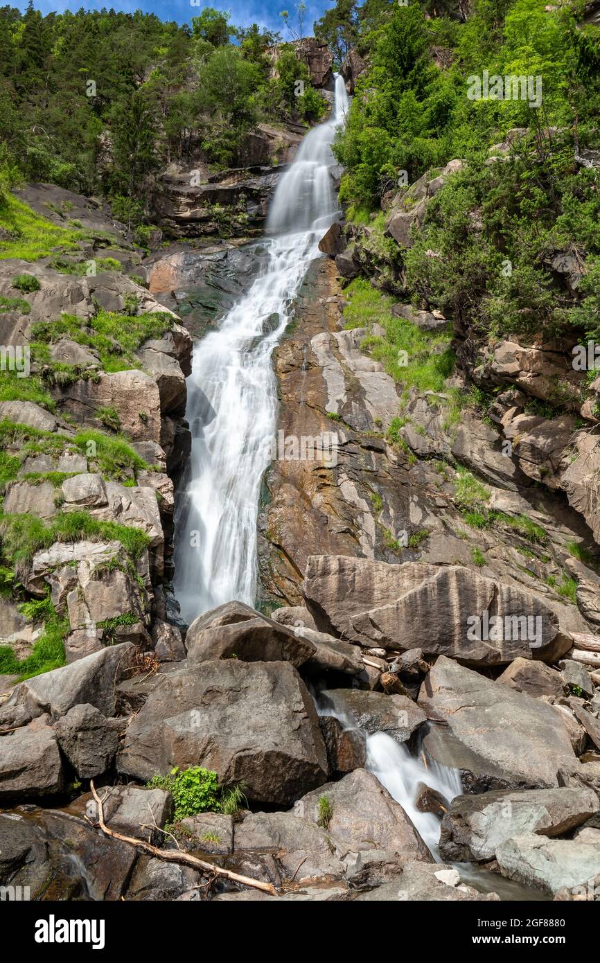 At Barbiano waterfall, South Tyrol Stock Photo - Alamy