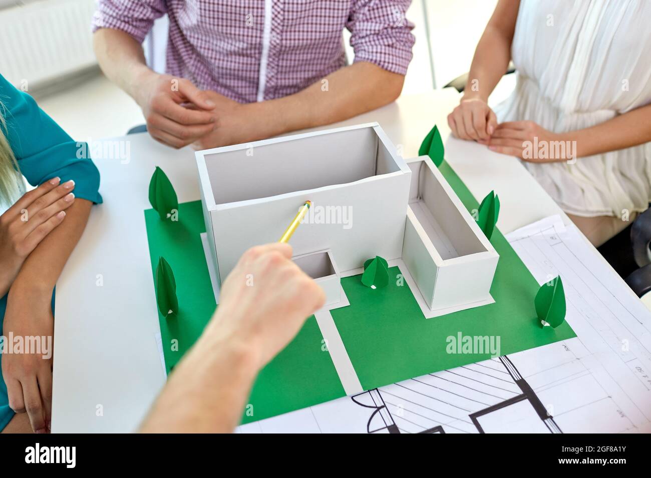 creative team building project layout at office Stock Photo - Alamy