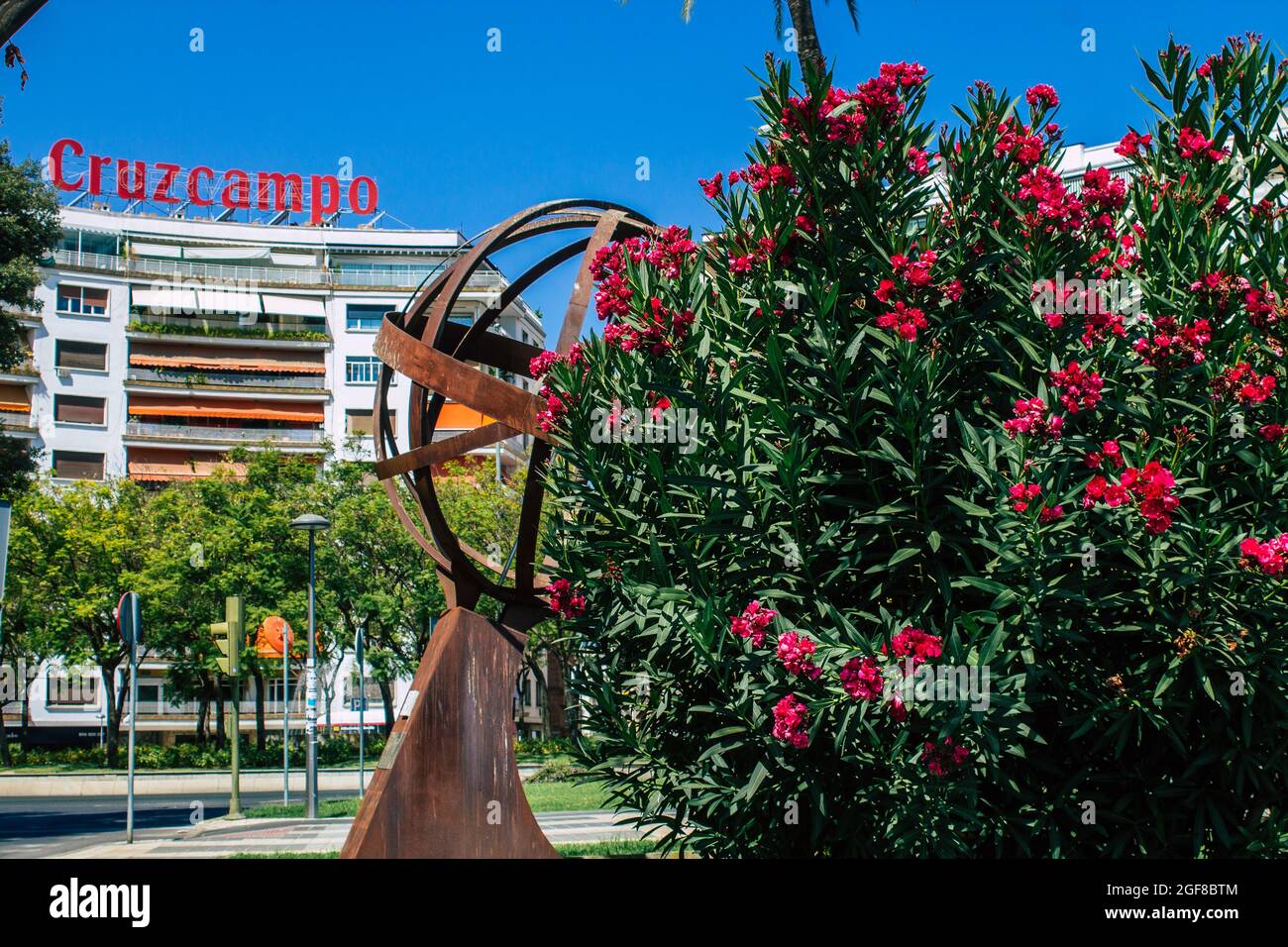 Seville Spain August 21, 2021 Nature in bloom in the streets of Seville ...