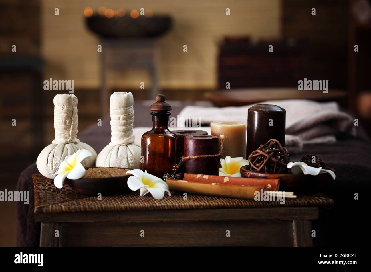 Spa massage setting, close up Stock Photo - Alamy