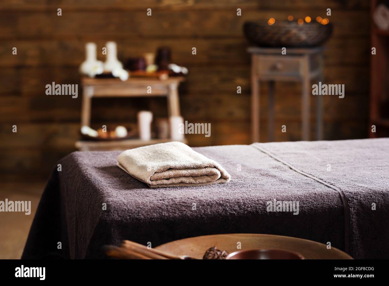 Spa massage setting, close up Stock Photo - Alamy