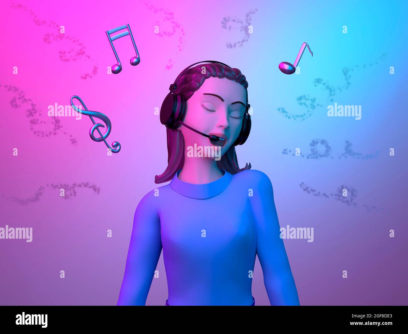 A romantic singing beautiful girl. The woman's character gets pleasure ...