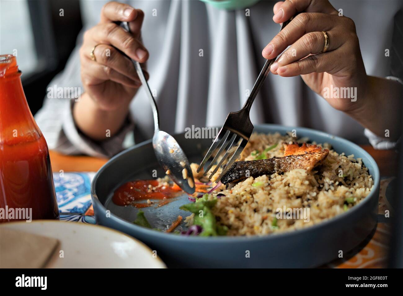 Fried rice menu on a big plate Stock Photo - Alamy