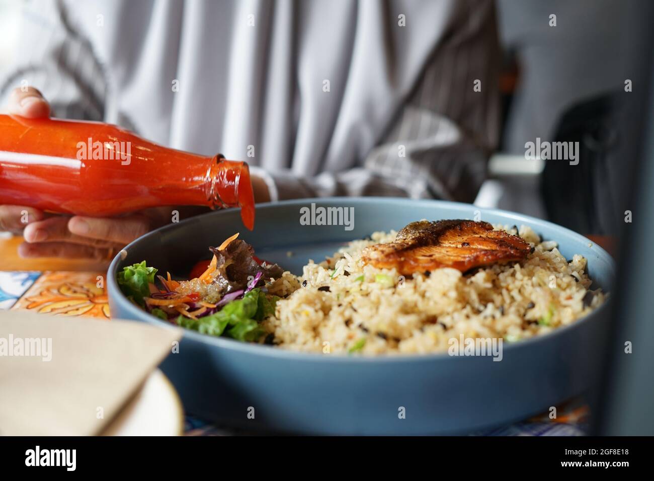 Fried rice menu on a big plate Stock Photo - Alamy