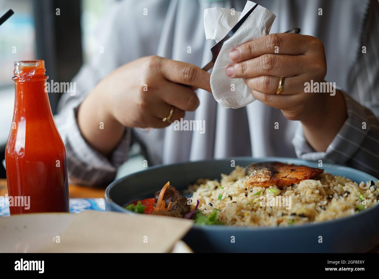 Fried rice menu on a big plate Stock Photo - Alamy