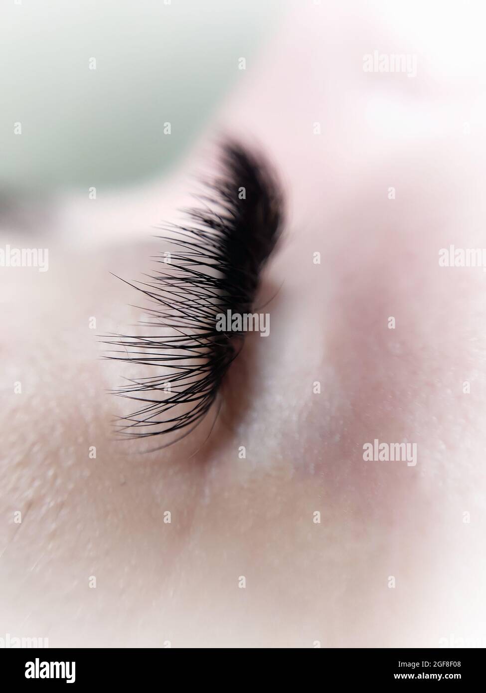 Lash extensions in beauty salon macro eye top view . High quality photo ...