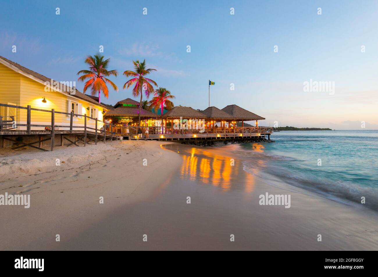 basils bar mustique with beach reflections Stock Photo - Alamy