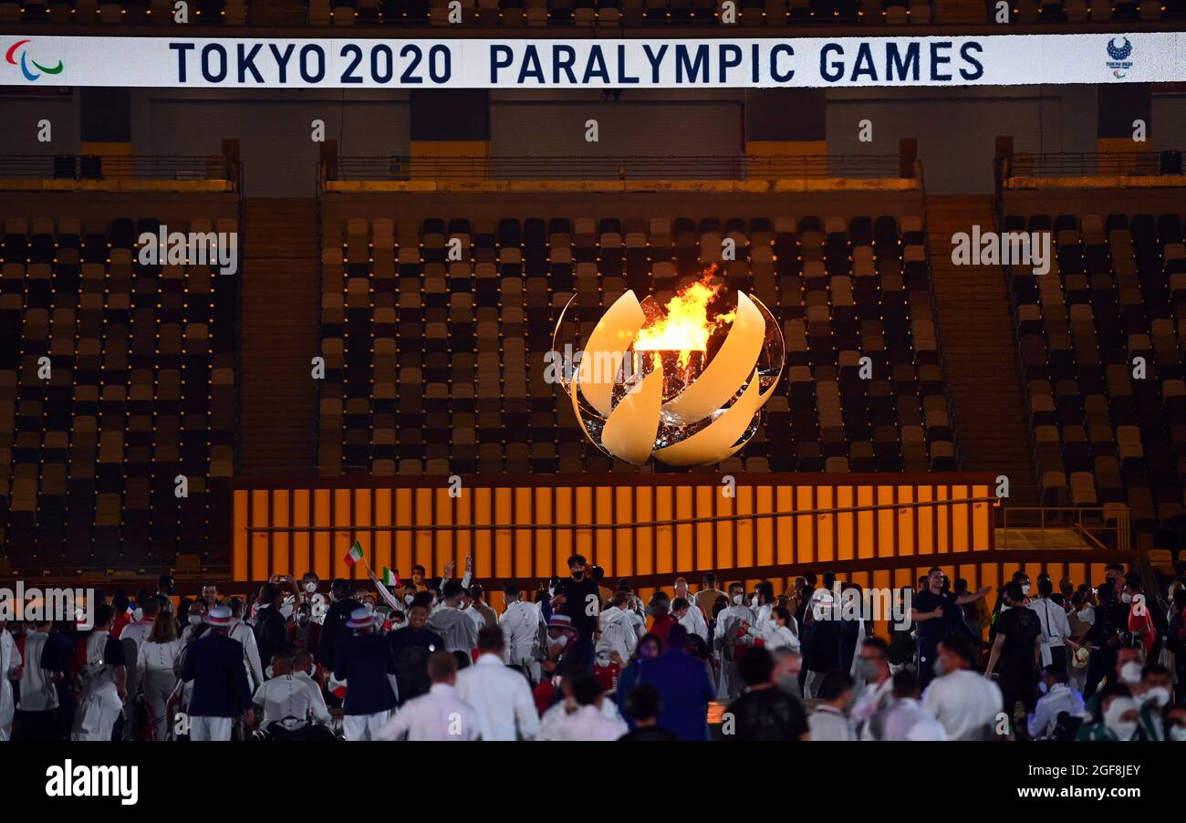Illustration picture shows the flame at the opening ceremony of the ...