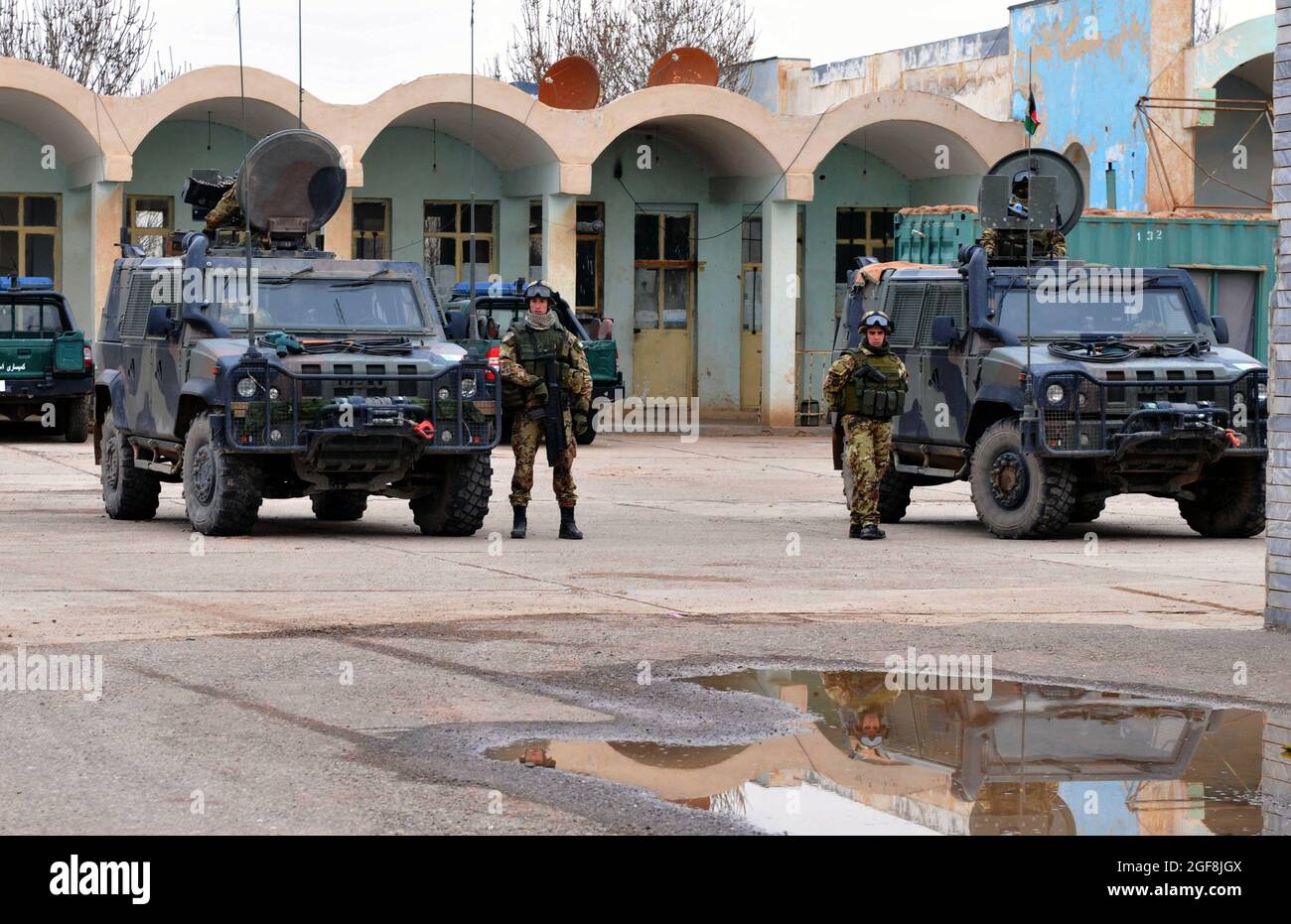 Italian soldiers pull security near the Iranian border, where they man ...